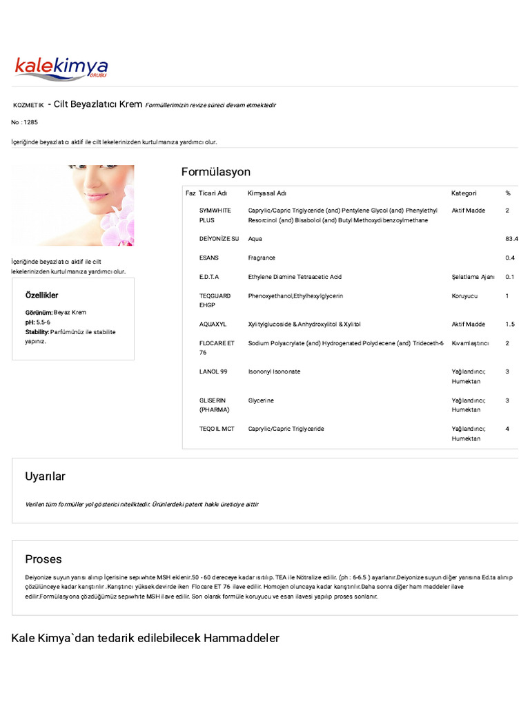 Cilt Beyazlatıcı Krem | PDF