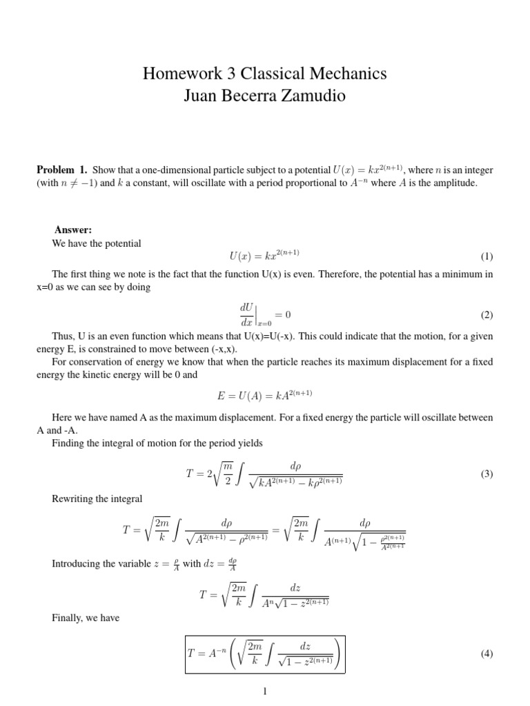 HW3-Classical Mechanics | PDF | Oscillation | Mechanics