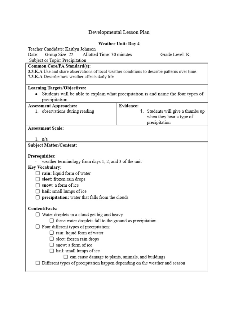 K Lesson Plan: Understanding Precipitation | PDF | Precipitation | Ice