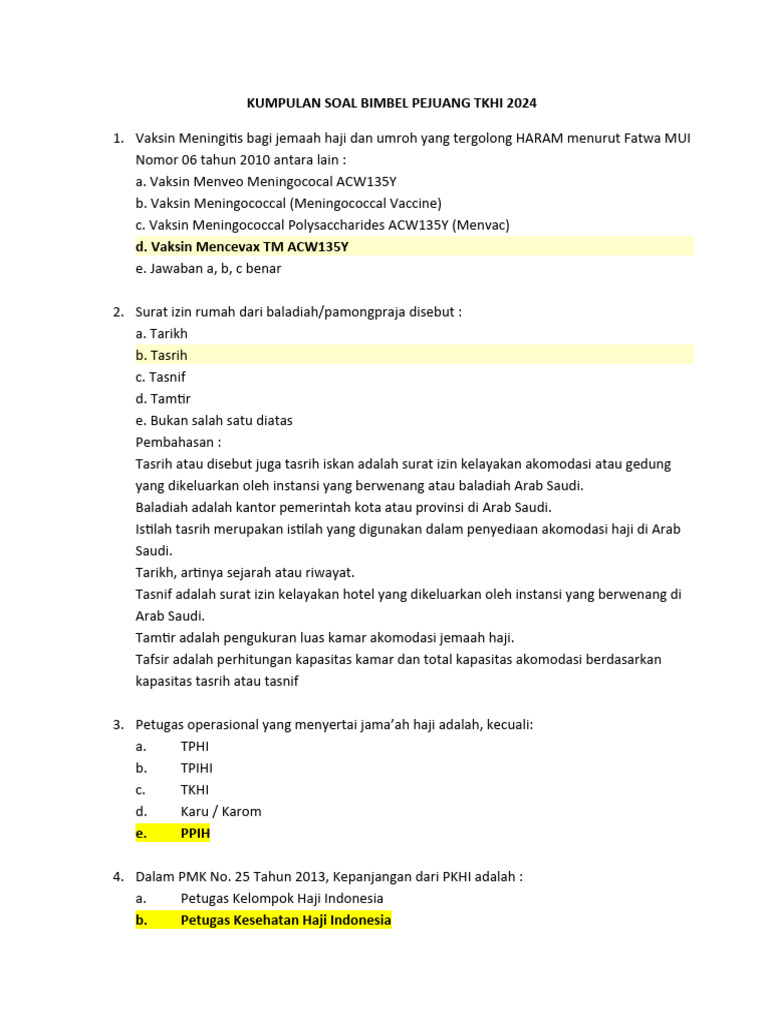 Soal Bimbel TKHI | PDF