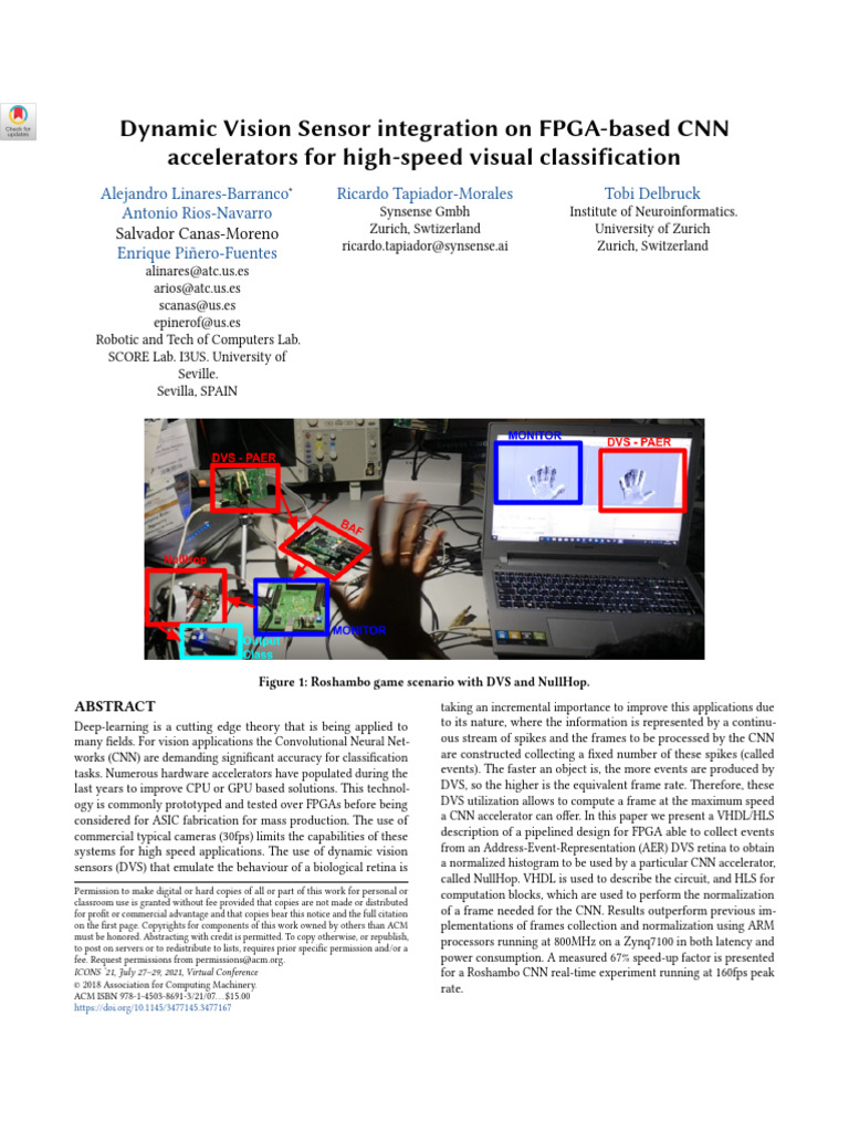 Dynamic Vision Sensor Integration On FPGA-based CNN Accelerators For High-Speed Visual ...