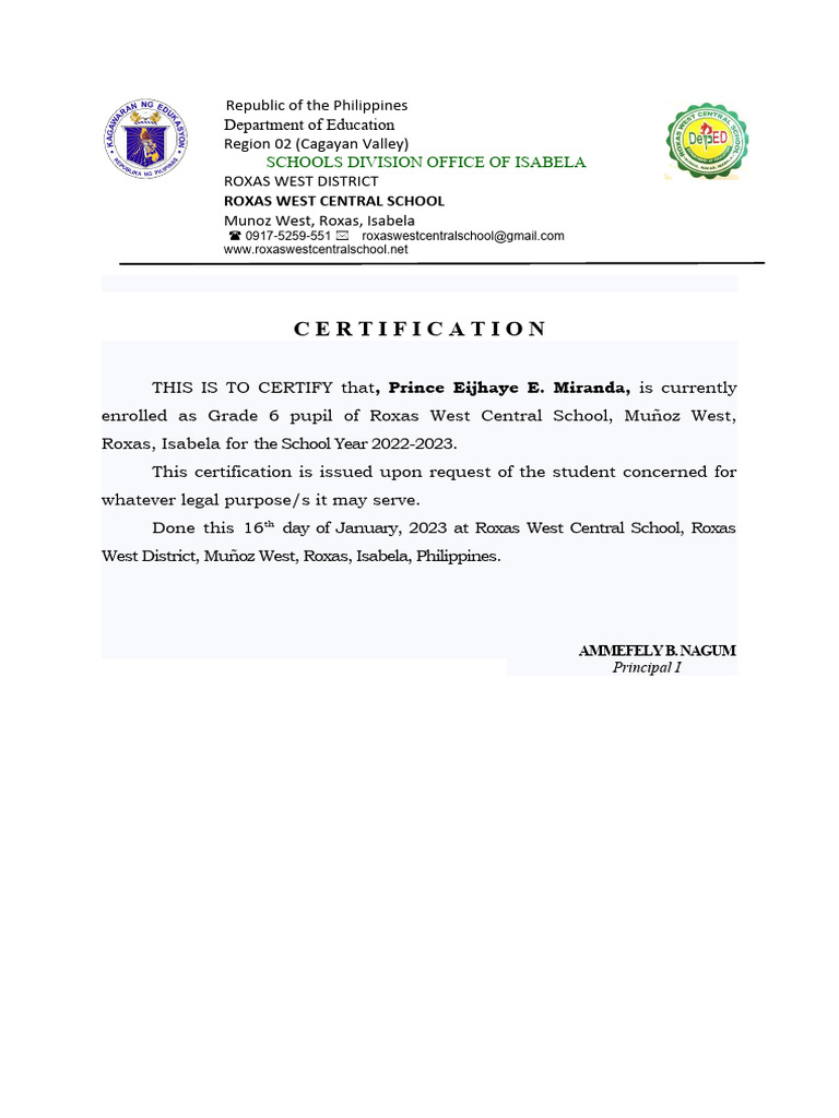 Certificate of Enrollment Autosaved | PDF | Philippines | Government