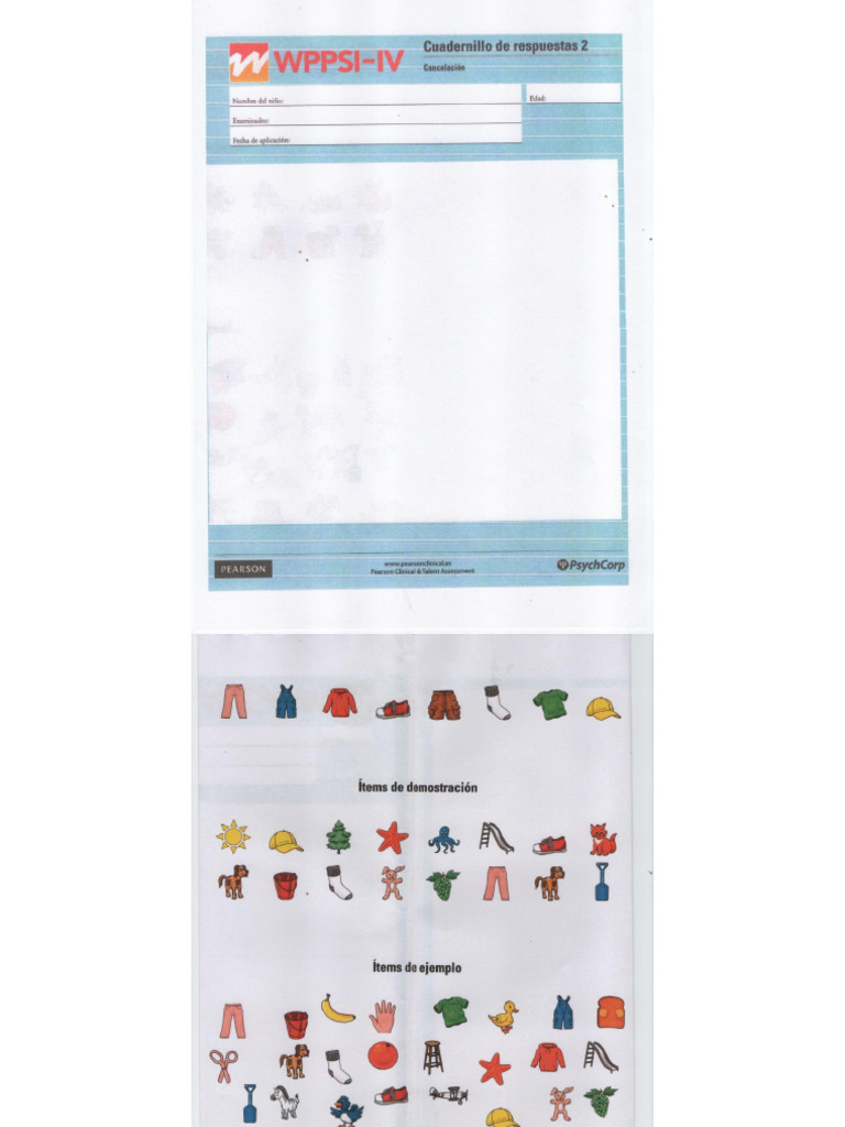 Cuadernillo de Resp 2 Cancelacion WPPSI IV | PDF