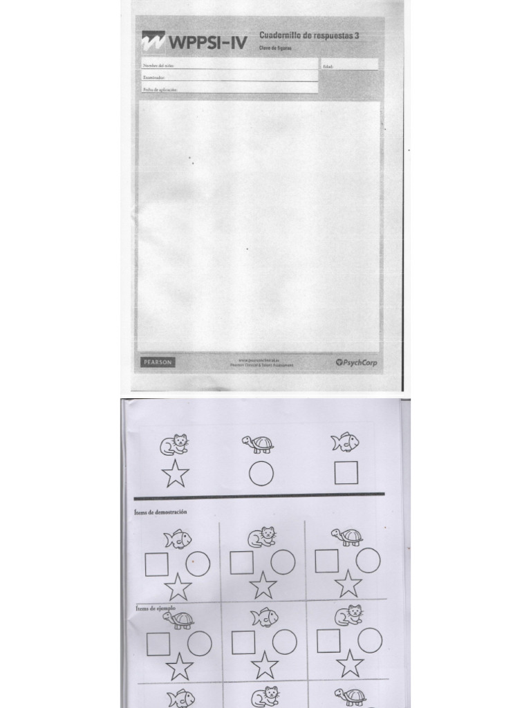 Cuadernillo de Resp 3 Clave de Figuras WPPSI IV | PDF