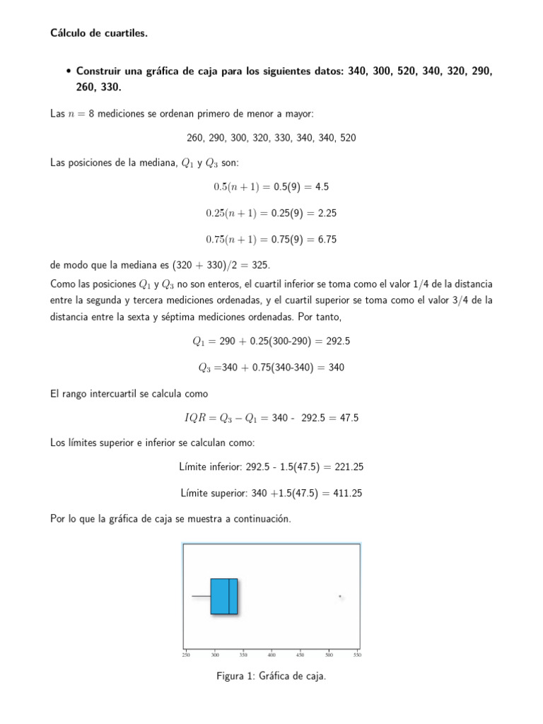 Cálculo de Cuartiles y Gráficas de Caja | PDF | Cuantil | Muestreo (Estadísticas)