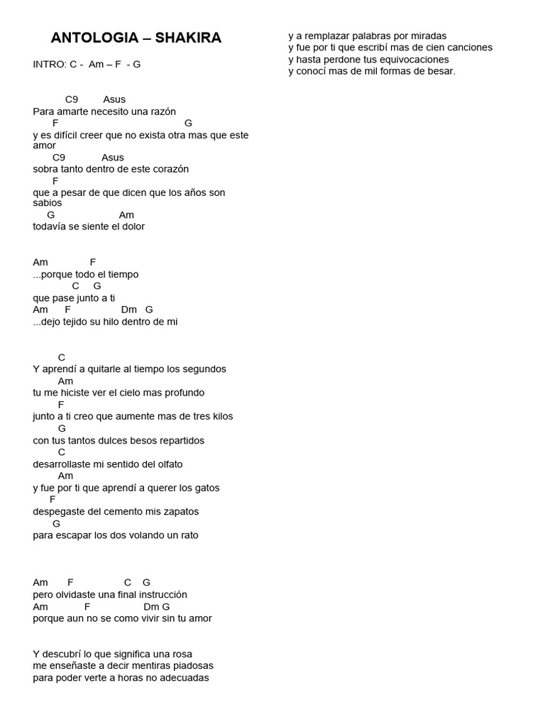 ANTOLOGIA – SHAKIRA | PDF