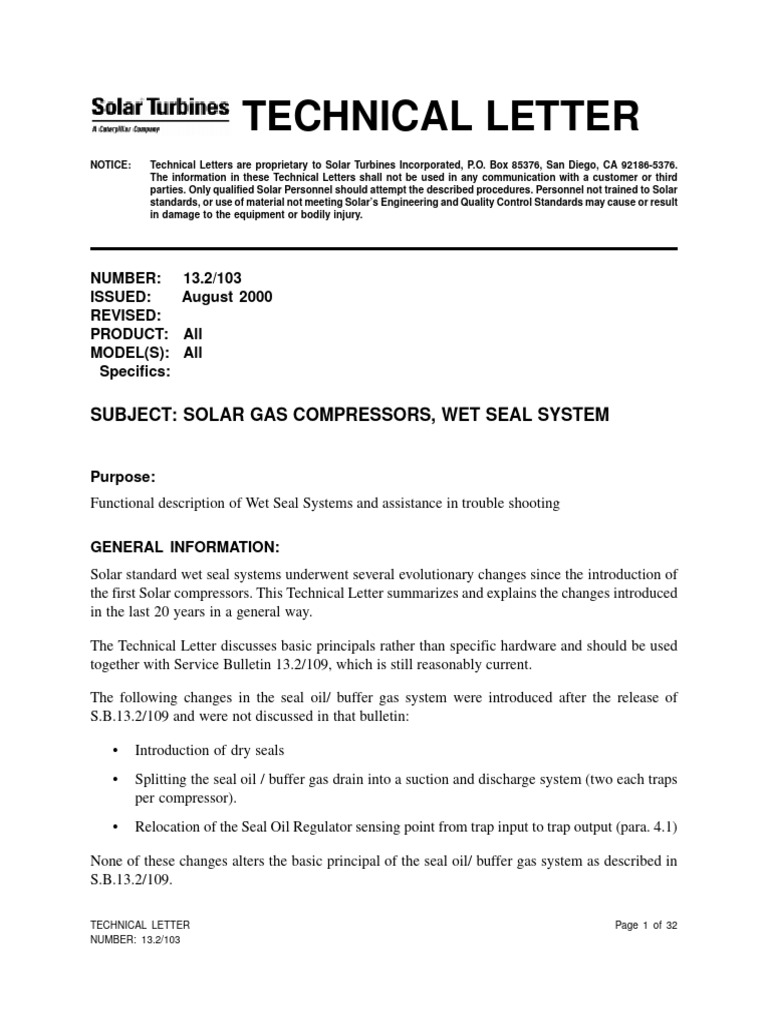 Solar Gas Compressor Wet Seal | PDF | Pump | Piston