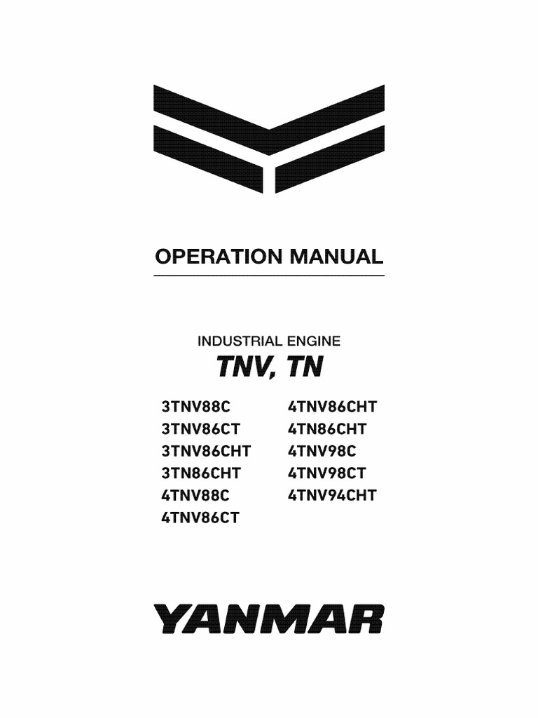 YANMAR TNV-Series Common Rail Operation Manual (Tier4F, StageV, 2022) | PDF
