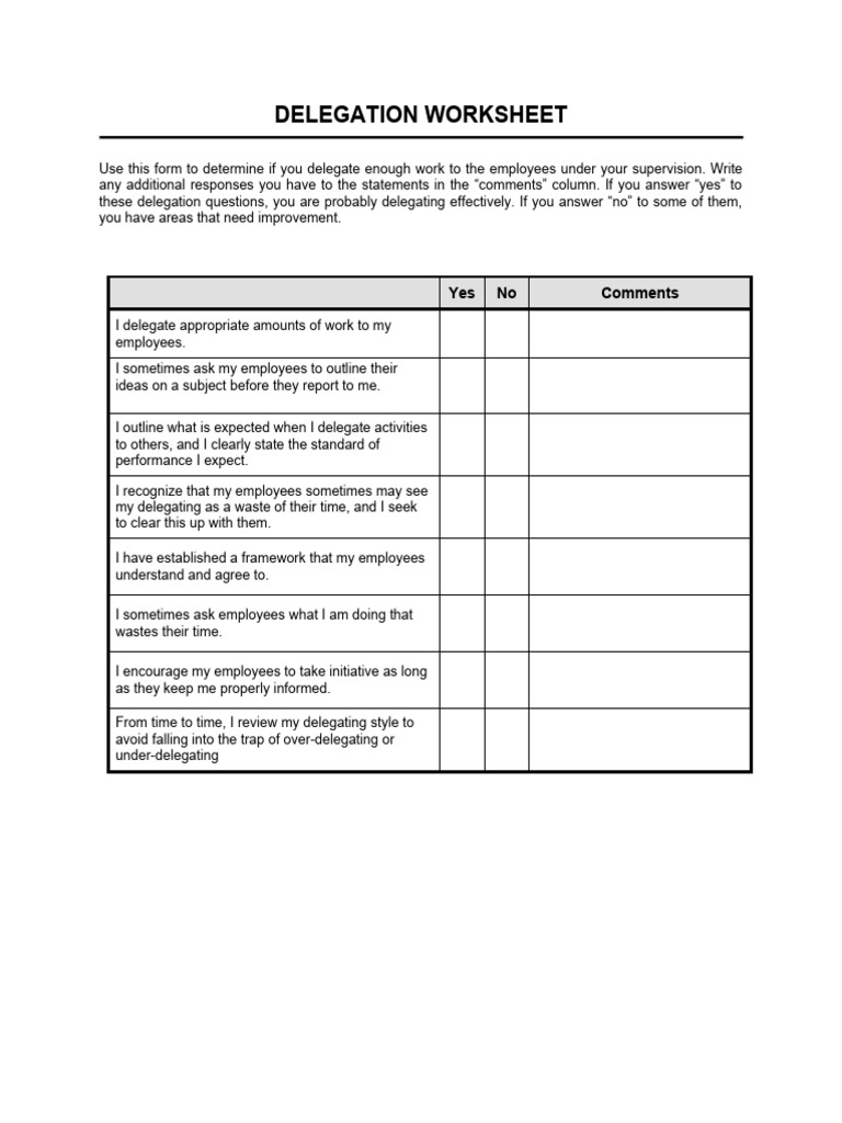 Worksheet Delegation | PDF