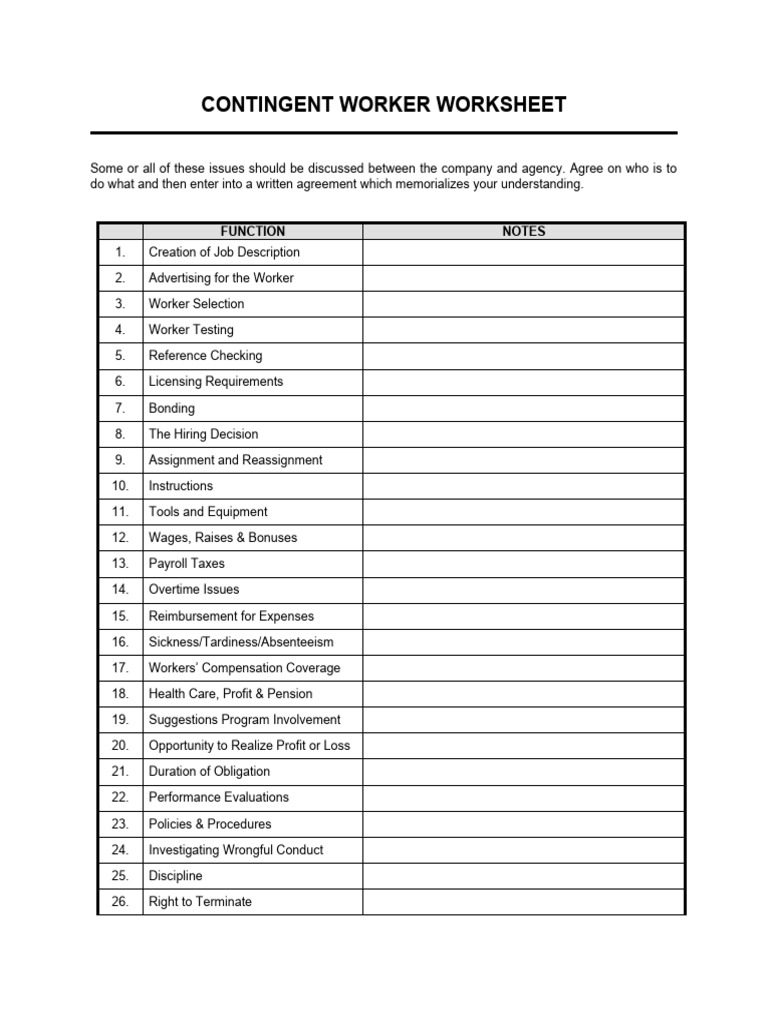 Worksheet - Contingent Worker | PDF | Copyright | License