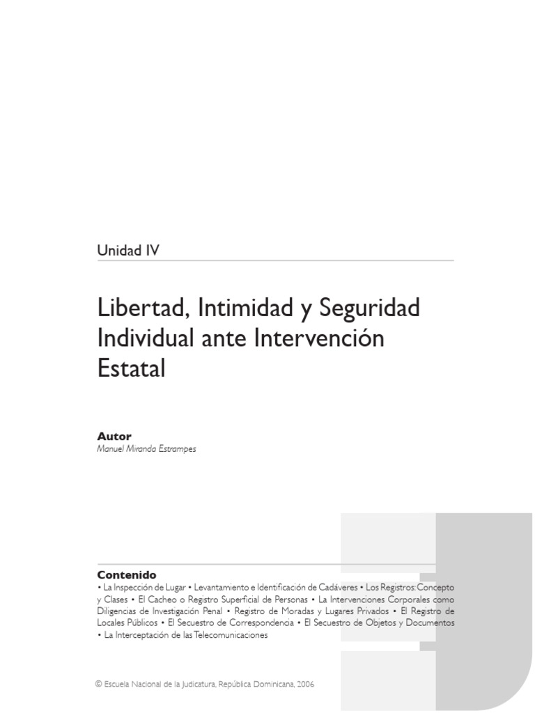 Libertad, Intimidad y Seguridad Individual ante Intervención Estatal ...