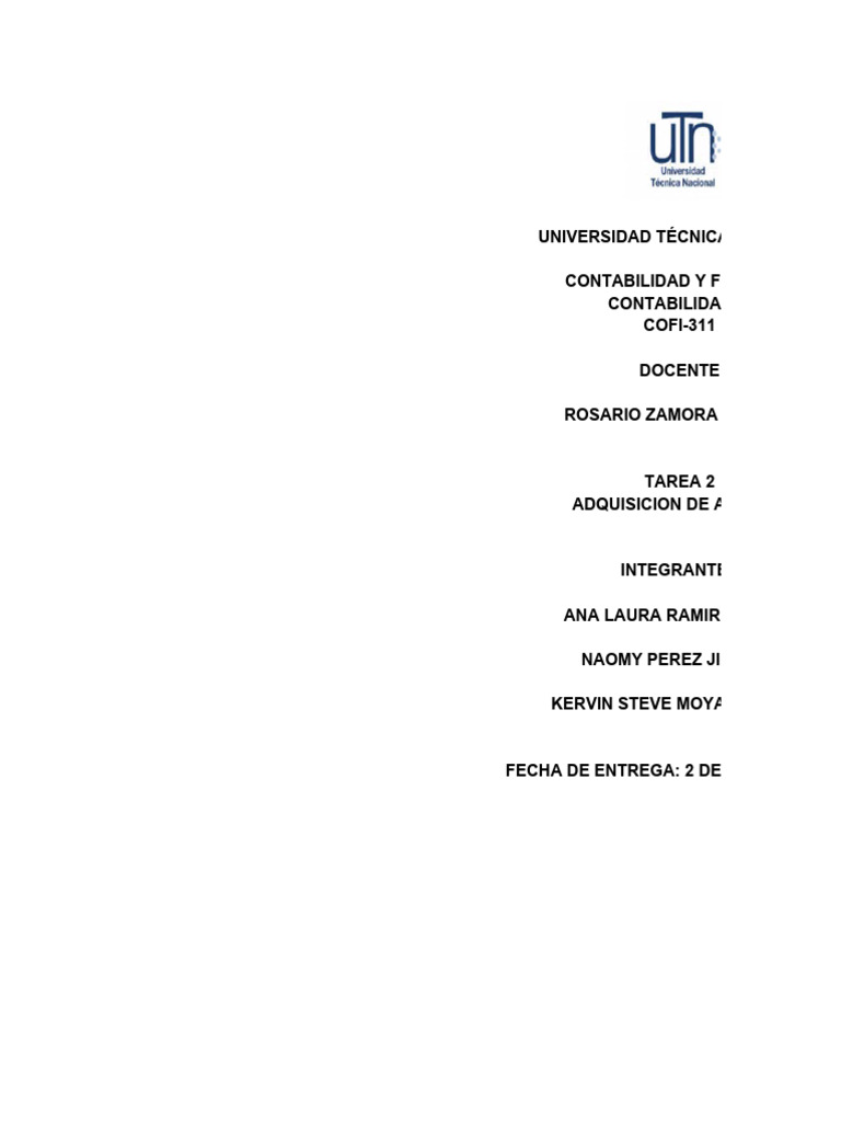 Naomy - Laura - Kervin - Tarea 2 | PDF | Depreciación | Préstamo ...