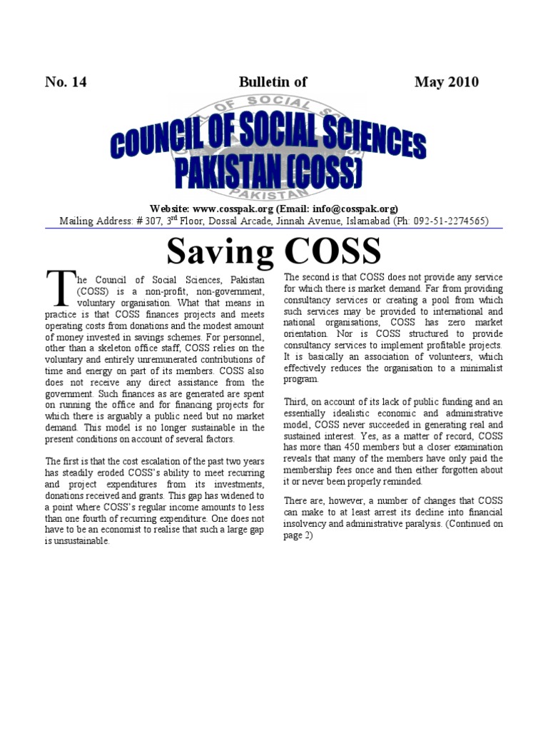 COSS: Challenges and Opportunities | PDF | Pakistan | Islamabad