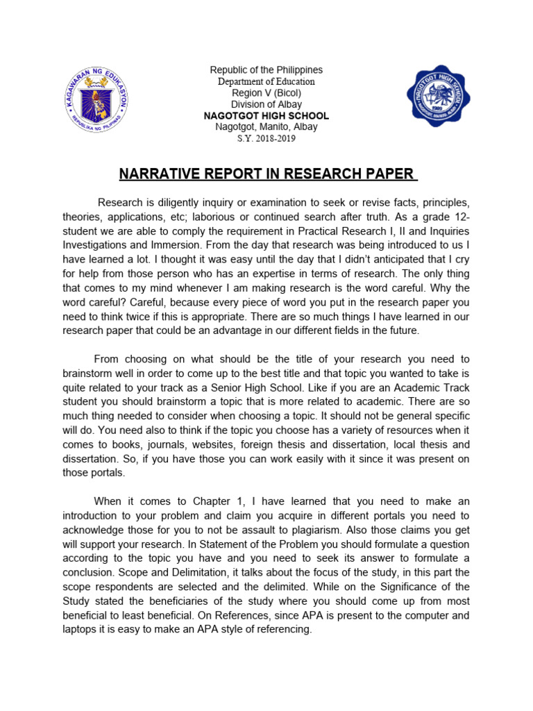 Narrative Repot | Download Free PDF | Methodology | Thesis