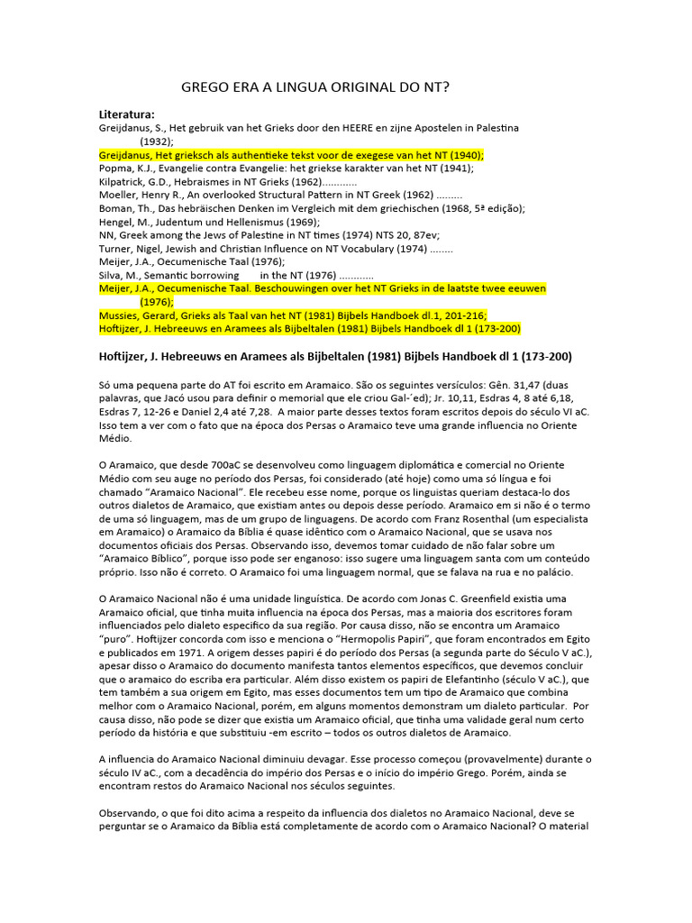 Grego Era A Lingua Original Do NT | PDF | Evangelho de Mateus | Idioma ...