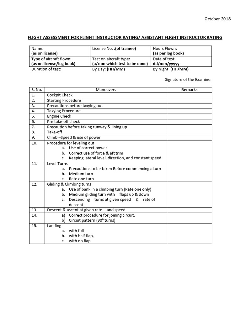 Flight Assessment For Flight Instructor Rating | PDF | Flap ...