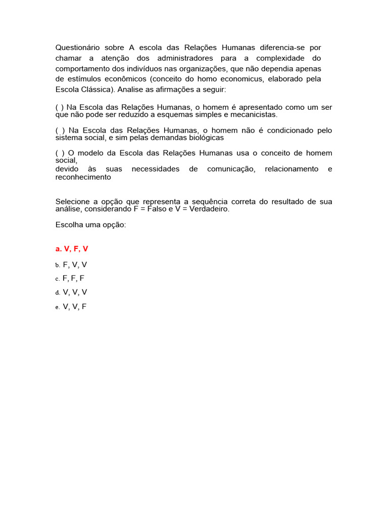 Questionario Sobre A Escola Das RH | PDF