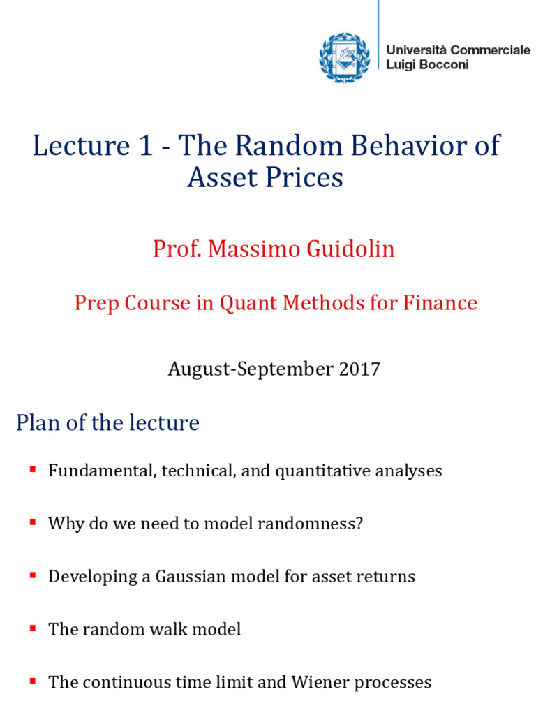 Lec 1 The Random Behavior of Asset Prices (Long) 20170821182630 | PDF ...