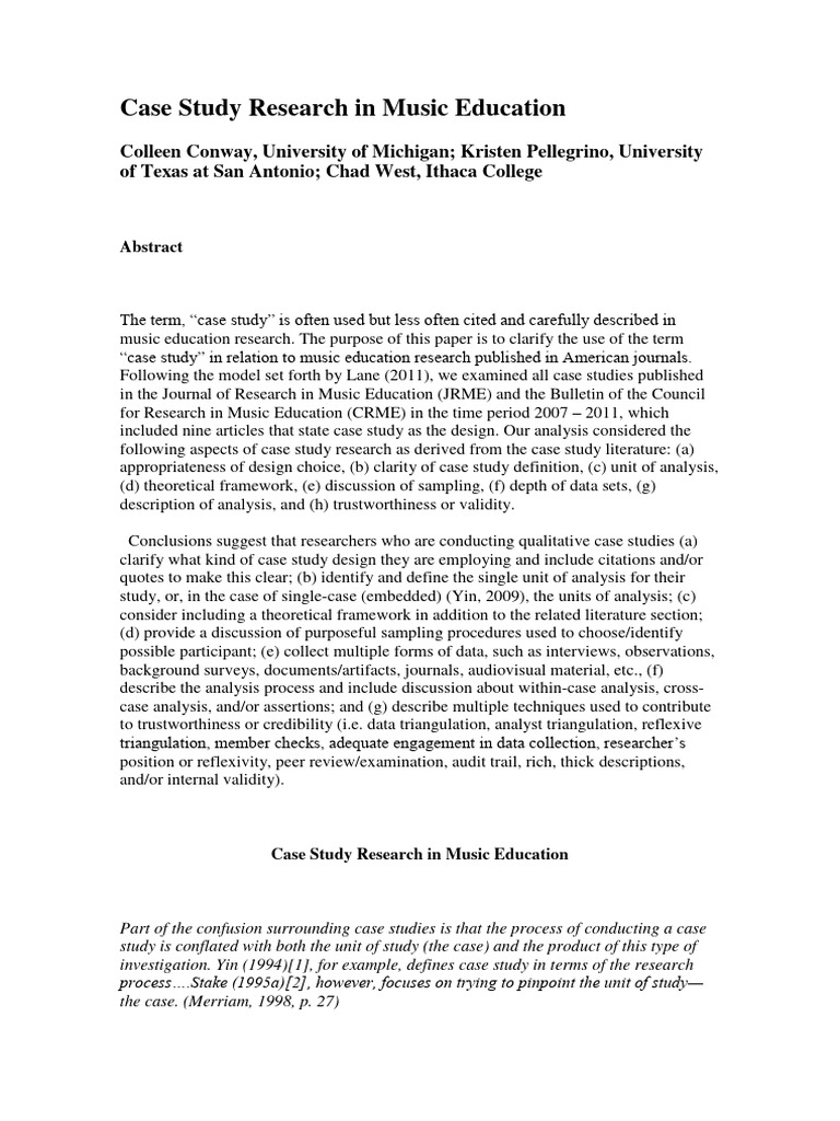 Music Ed Case Study Clarification | PDF | Qualitative Research | Ethnography