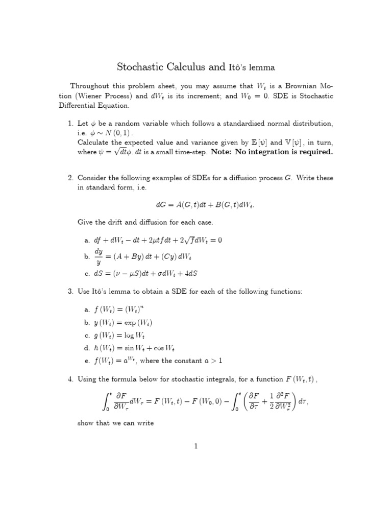 CQF January 2022 M1L4 Exercises | PDF | Stochastic Differential Equation | Scientific Theories