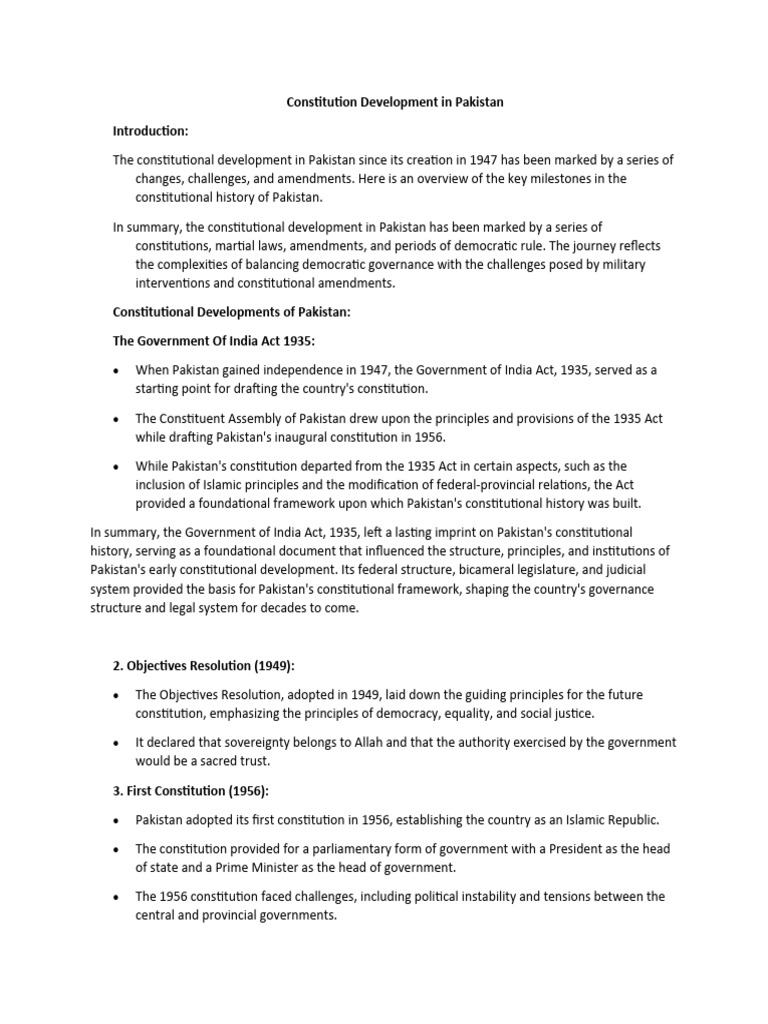 Constitution Development in Pakistan | PDF | Constitution | Democracy
