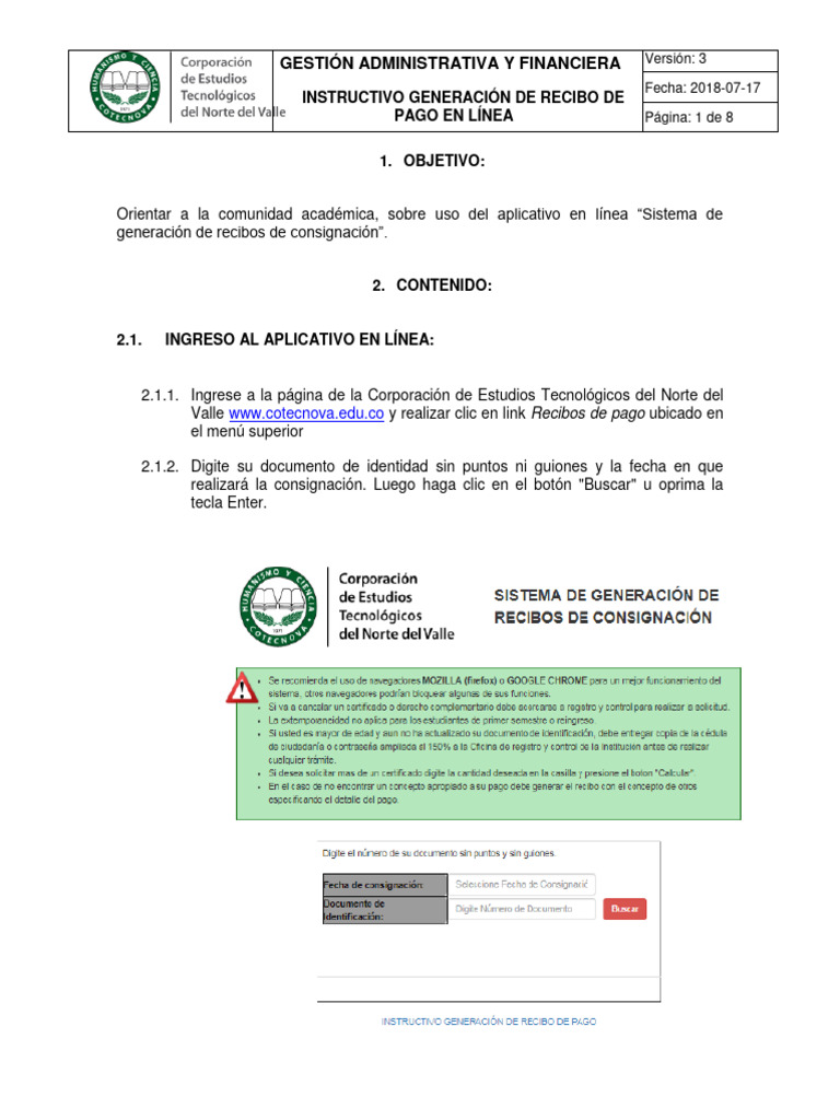 Instructivo Generacion de Recibo de Pago V2 | PDF | Informática