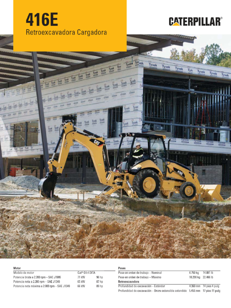 Ficha Tecnica Retroexcavadora CAT 416E | PDF