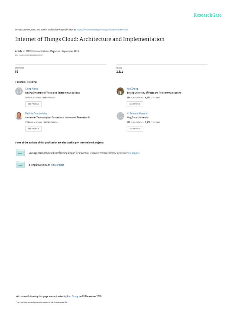 Internet of Things Cloud Architecture | PDF | Internet Of Things | Web Server