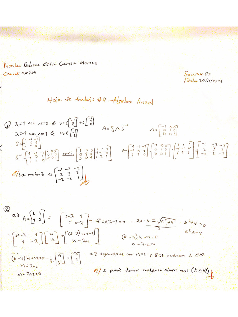 HDT 4 - Algebra Lineal | PDF