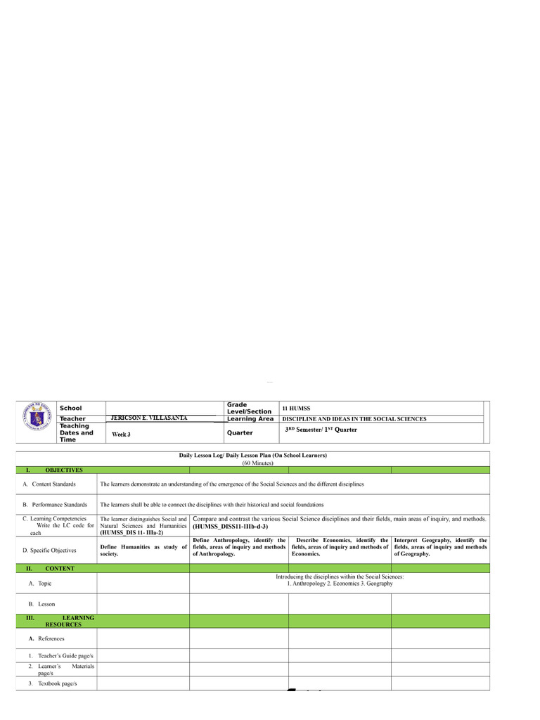 WEEK 3 - lesson-plan-DISS | PDF | Science & Mathematics | Technology ...