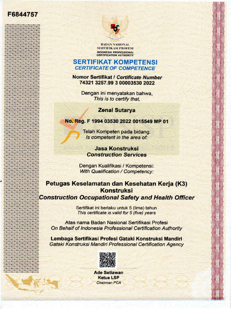 SKK K3 Zenal Sutarya | PDF