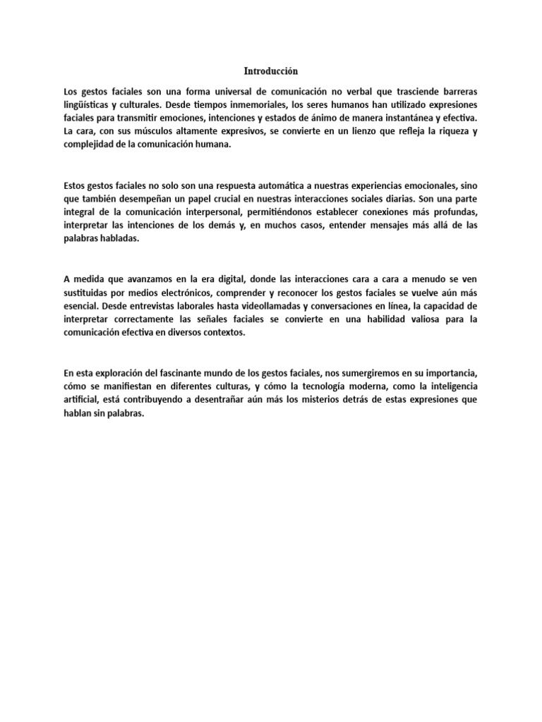 Gestos Faciales | PDF | Las emociones | Comunicación