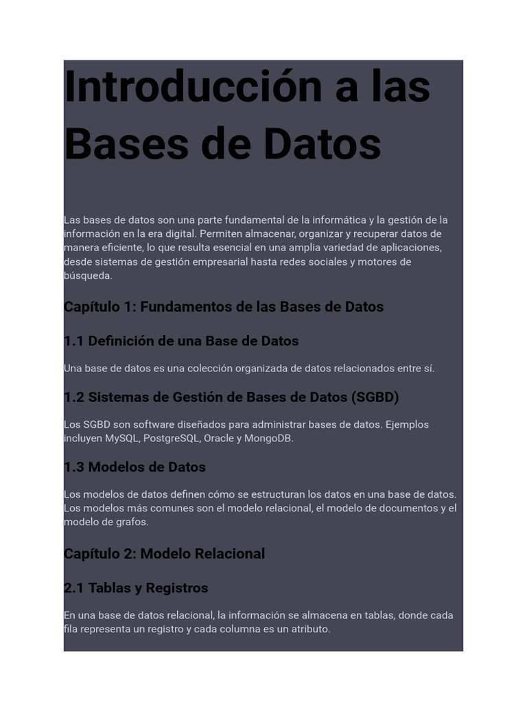 Base de Datos Resumen | PDF | Bases de datos | No Sql