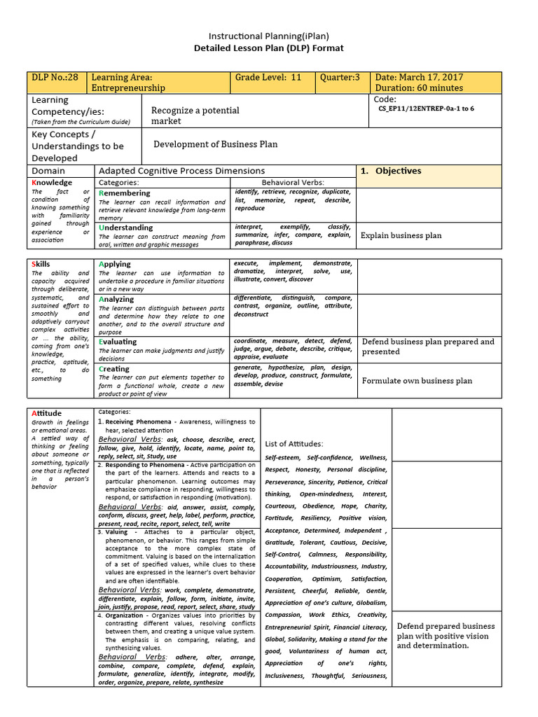 Ent 28A | PDF | Learning | Lesson Plan