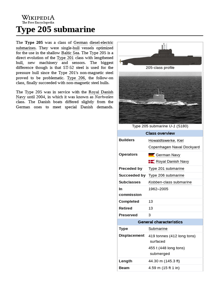 Type 205 Submarine | PDF | Submarines | Shipping