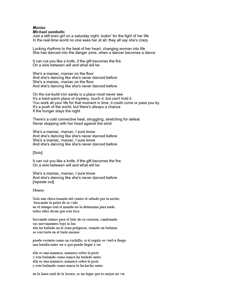 Maniac | PDF | Poesía