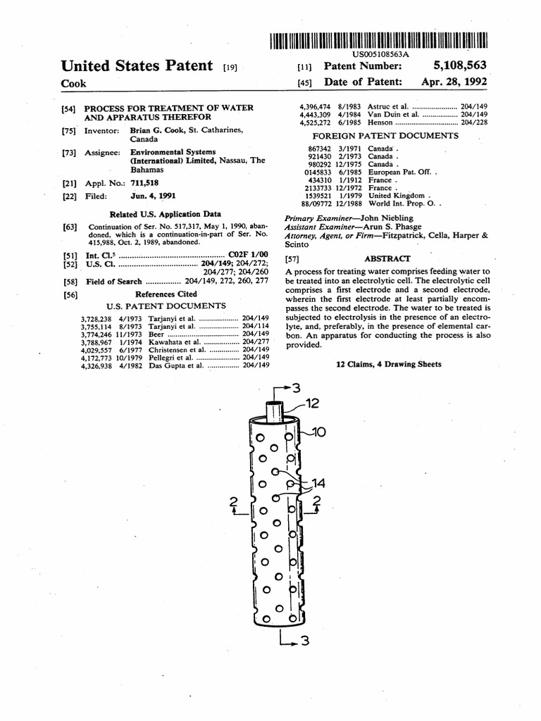 Water Treatment Process and Apparatus | PDF | Anode | Electrolyte