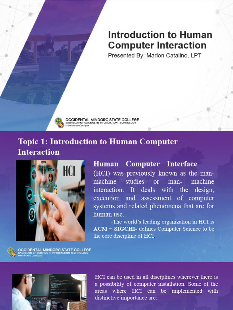 Introduction To Human Computer Interaction Lesson 1 Topic 1 Pdf Human Computer Interaction
