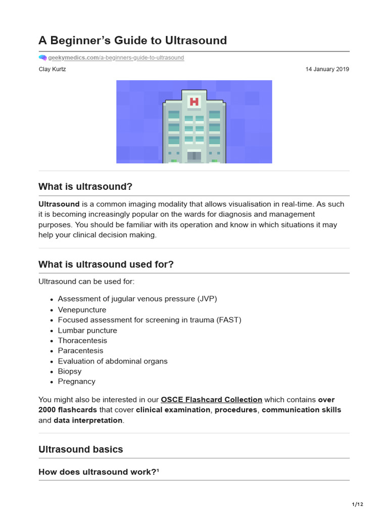 A Beginners Guide To Ultrasound | PDF | Medical Ultrasound | Vein
