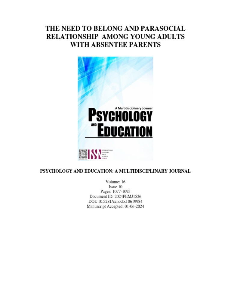 The Need To Belong and Parasocial Relationship Among Young Adults With ...