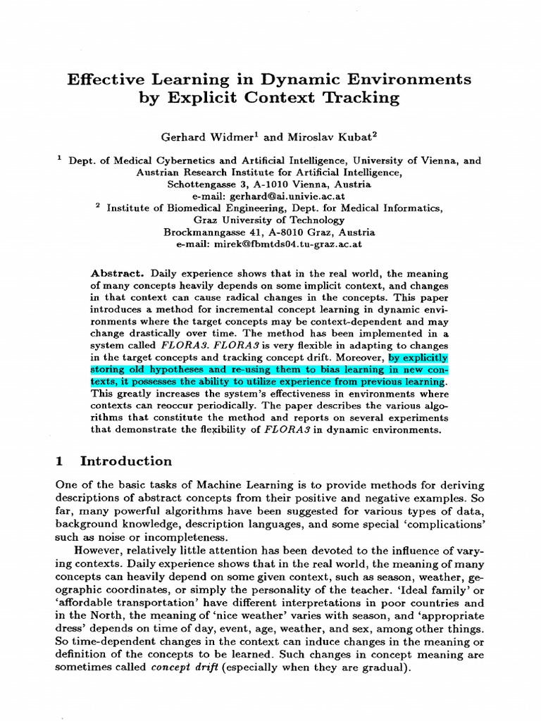 Effective Learning in Dynamic Environments | PDF | Machine Learning | Experiment