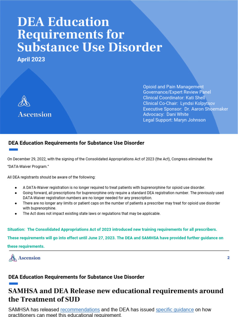 DEA Education Requirements for SUD Treatment | PDF | Opioid Use ...