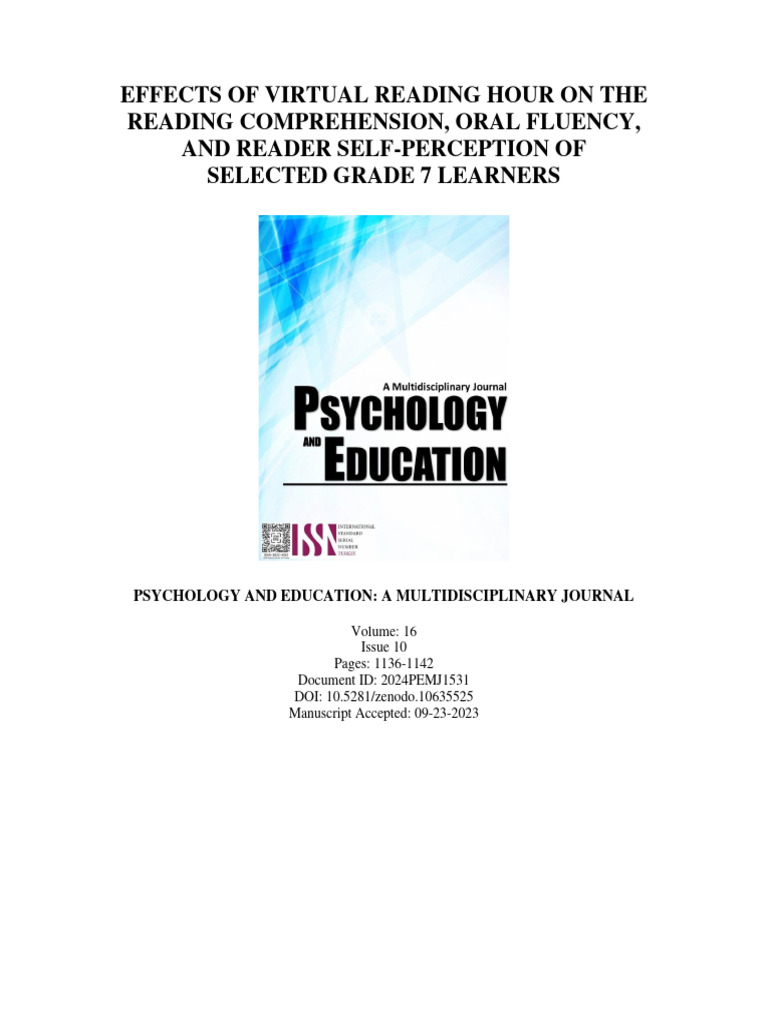 Effects of Virtual Reading Hour On The Reading Comprehension, Oral ...