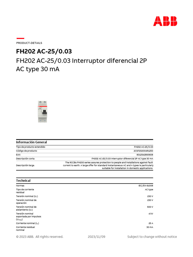 2CSF202004R1250 fh202 Ac 25 0 03 | PDF | Electrónica | Electromagnetismo