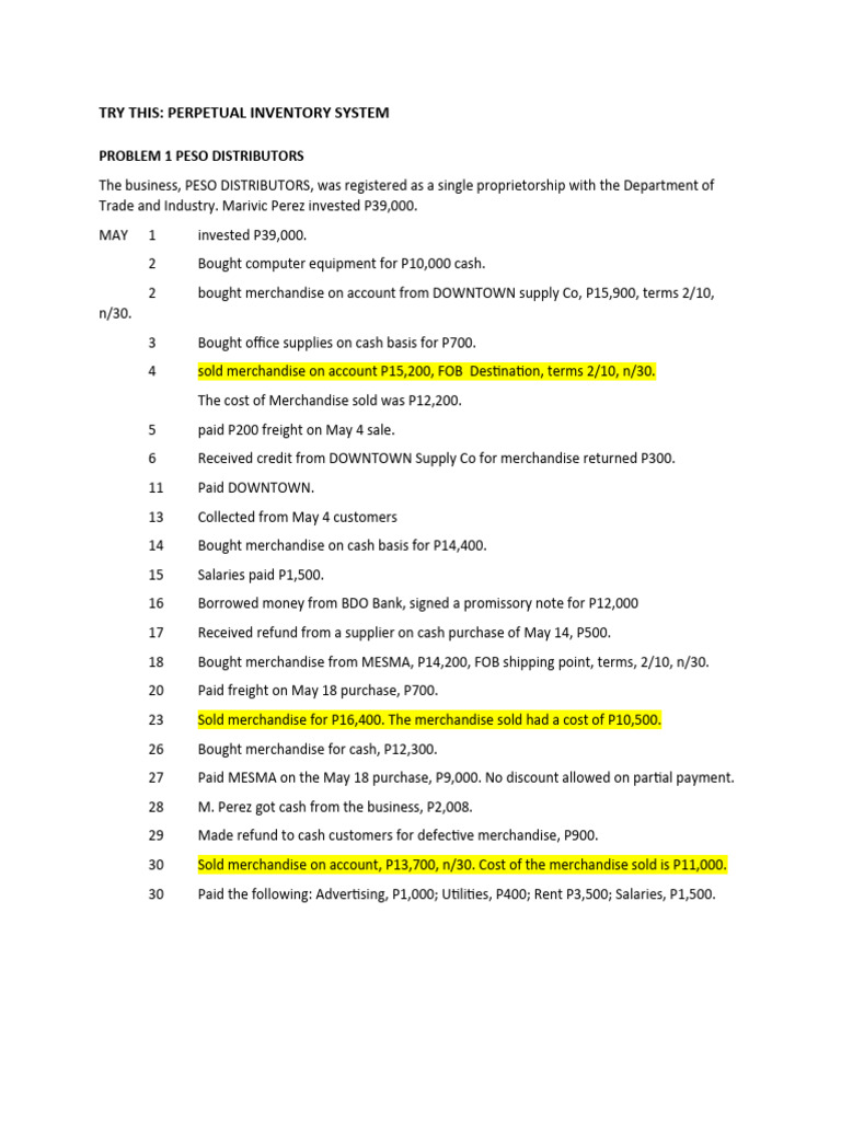 Transaction Perpetual Inventory | PDF | Debits And Credits | Expense