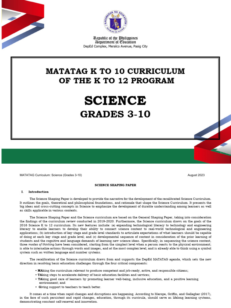 FINAL MATATAG Science CG 2023 Grades 3 10 | PDF | Constructivism ...