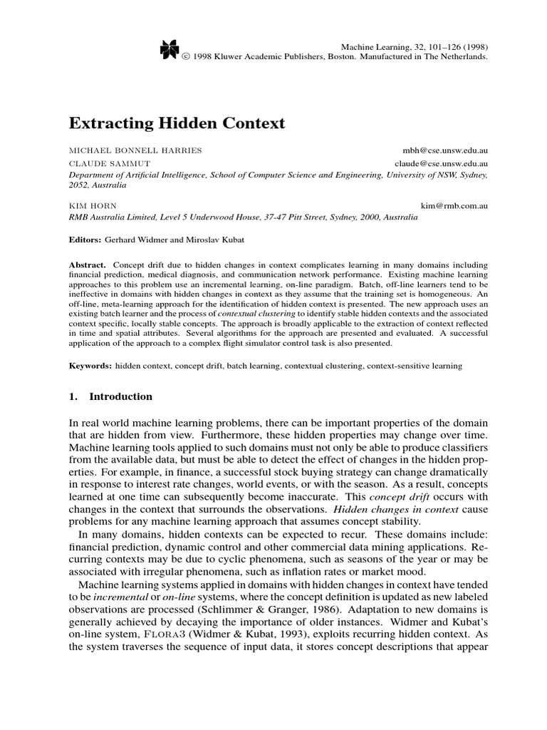 3 Extracting Hidden Context | PDF | Machine Learning | Cluster Analysis 3 Extracting Hidden Context | PDF | Machine Learning | Cluster Analysis