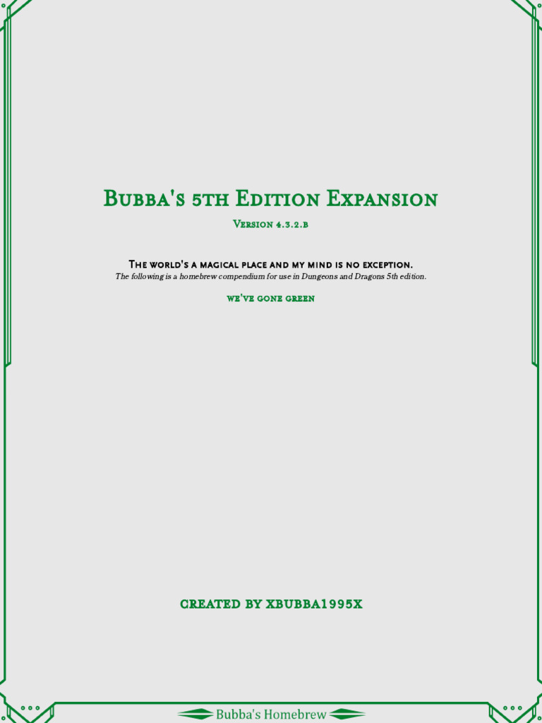 Bubba's 5th Edition Expansion v4.3.2.b | PDF | Dwarf (Dungeons & Dragons) | Wizards Of The Coast