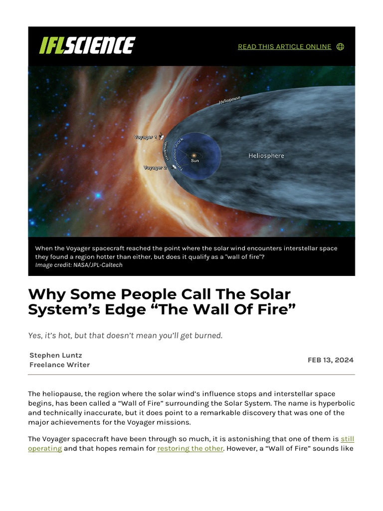 Solar System's Edge: The "Wall of Fire" | PDF | Solar Wind | Physical ...