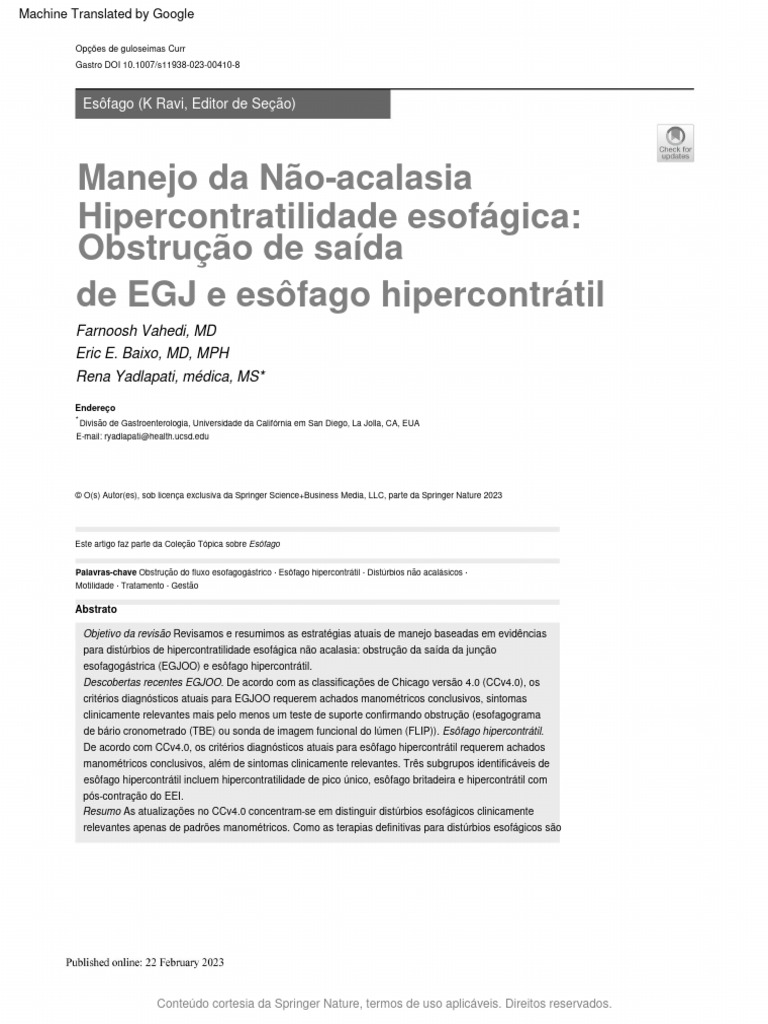 Management of Non-Achalasia Esophageal Hypercontractility - EGJ Outflow ...